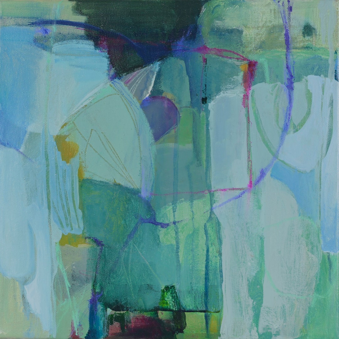 Blue Green Abstract Painting, Large Abstract Canvas Print, Blue Green ...