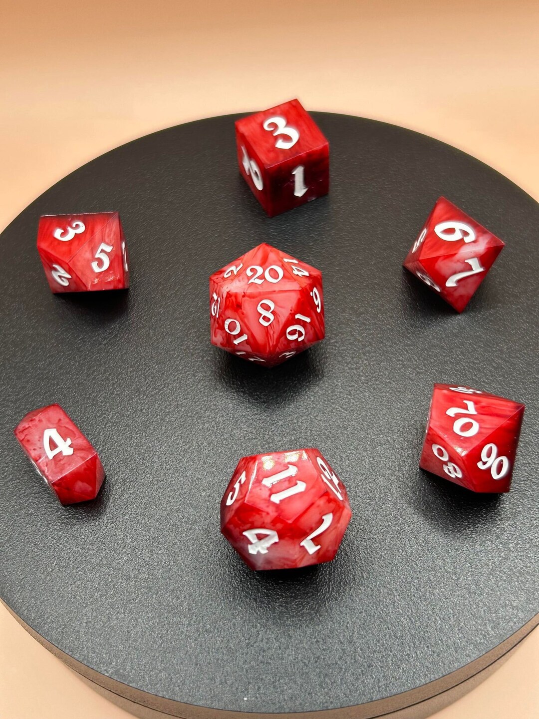 Blood Splatter 7 Piece Handmade Dice Set Sharp Edge - Etsy