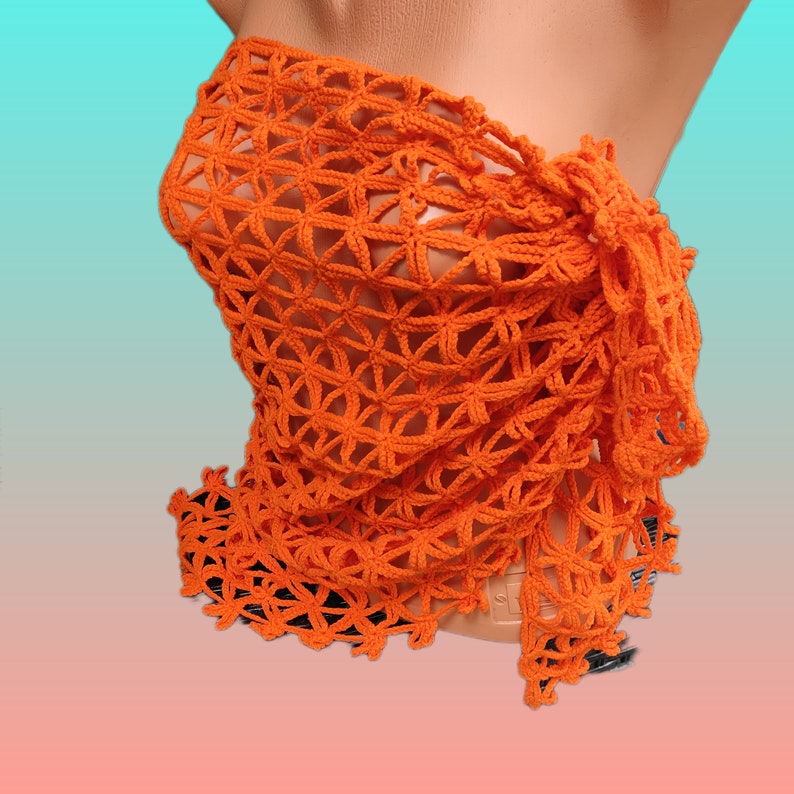 Crochet Shawl, Star Pattern Triangle Shawl, Crochet Summer Beach Shawl ...