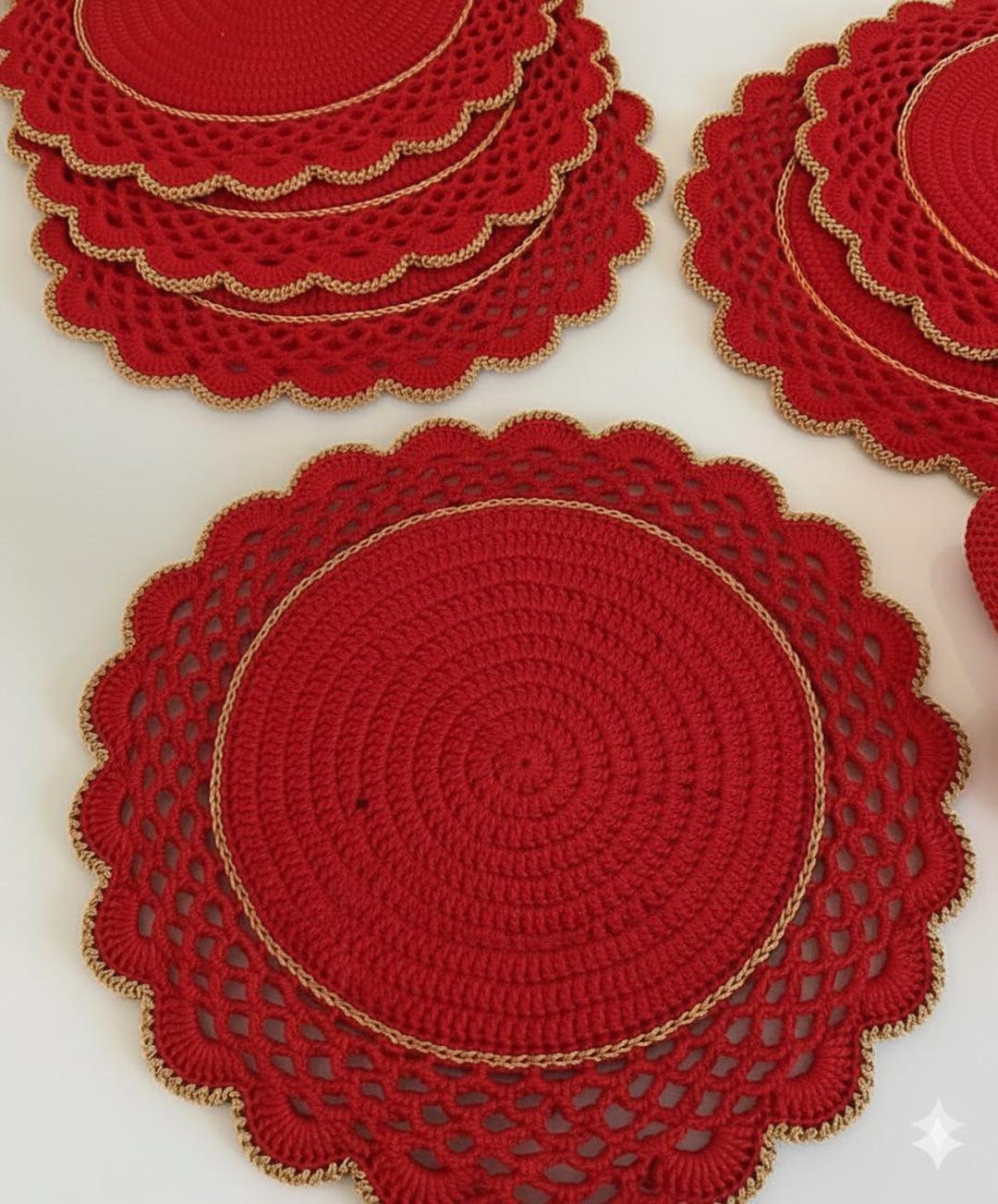 Crochet Red Charger Plate: New Year's Table Decor - Etsy