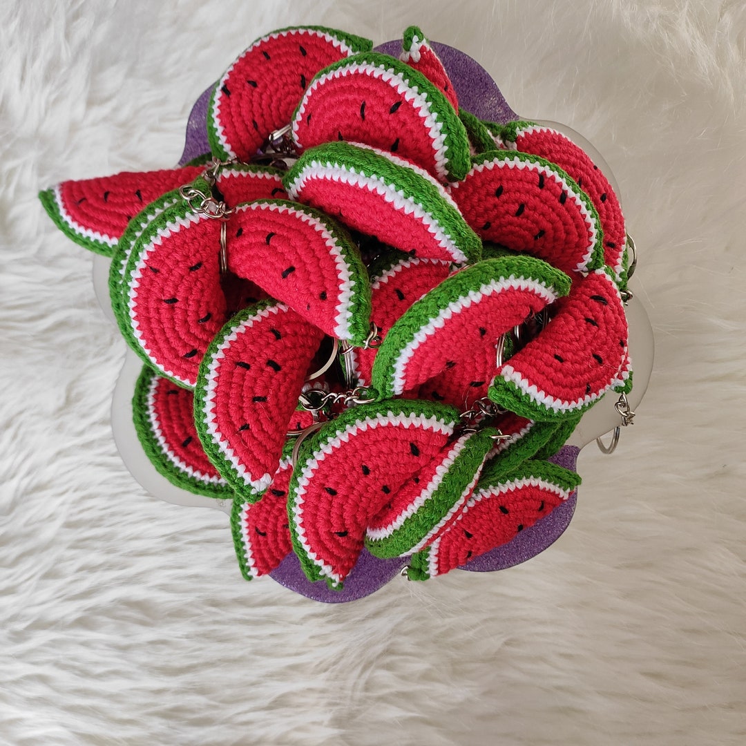 Crochet Watermelon Keychain: Mini Amigurumi Watermelon Bag Charm - Etsy
