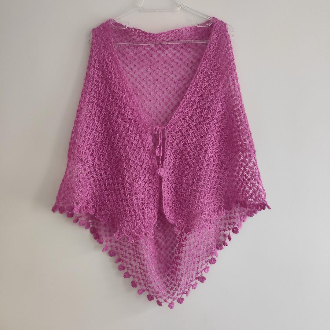 Crochet Shawl, Knitted Wrap, Crochet Triangle Scarf, Winter Accessory ...