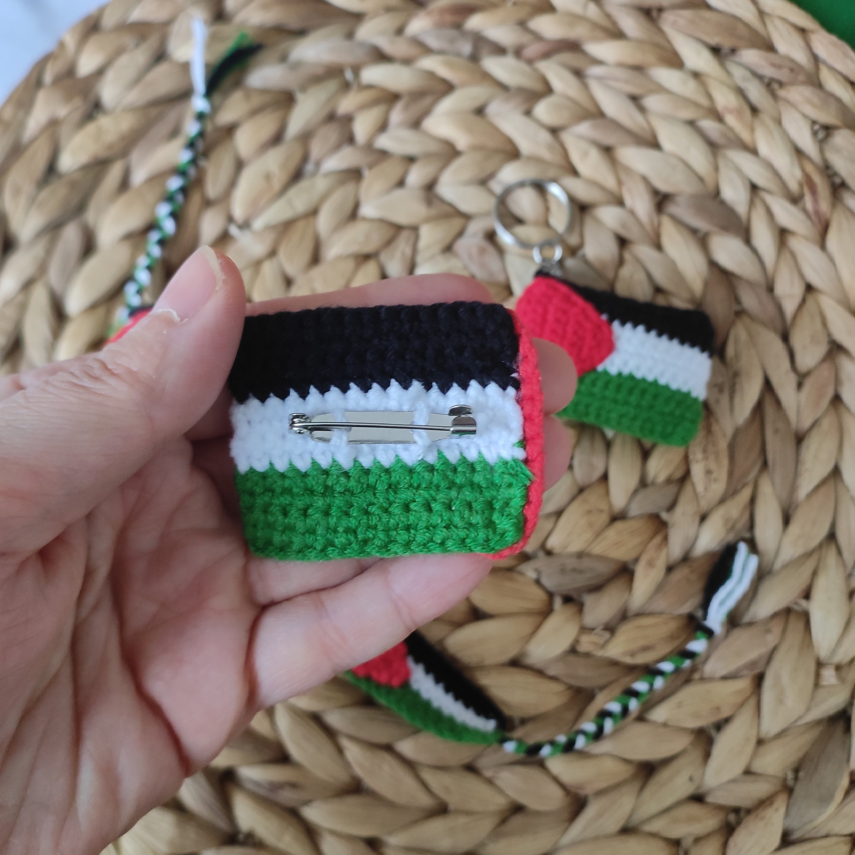 Palestine Flag, Crochet Keychain, Crochet Palestine Brooch, Crochet ...