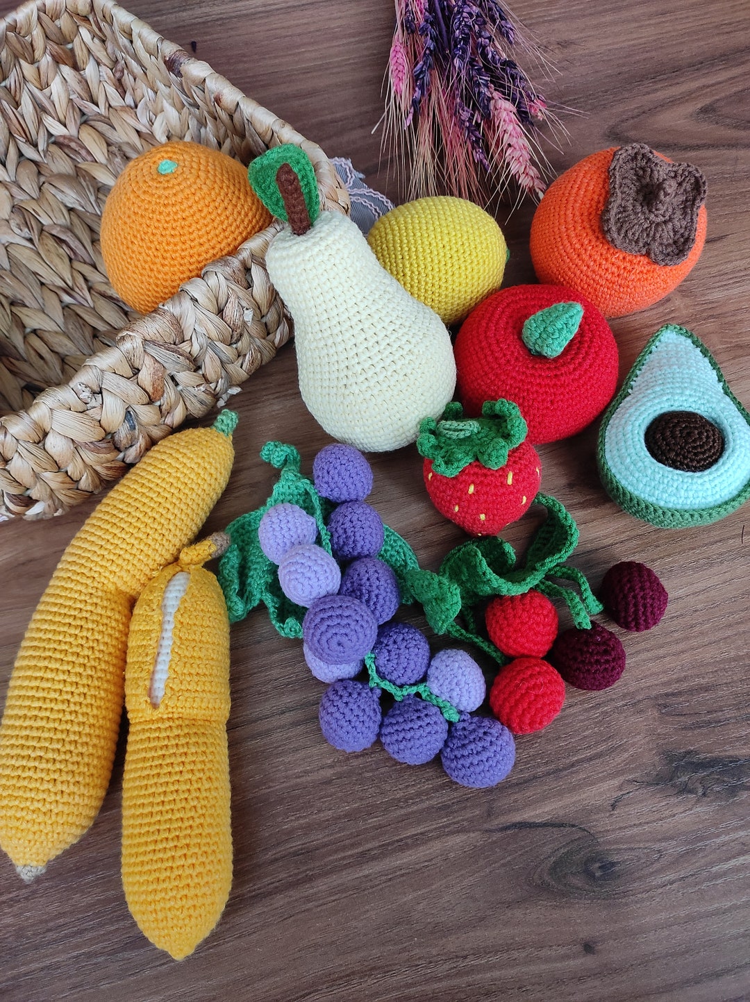 Crochet Fruits, Educational Toys Fruits, Kitchen Decor Fruits, Trinket ...