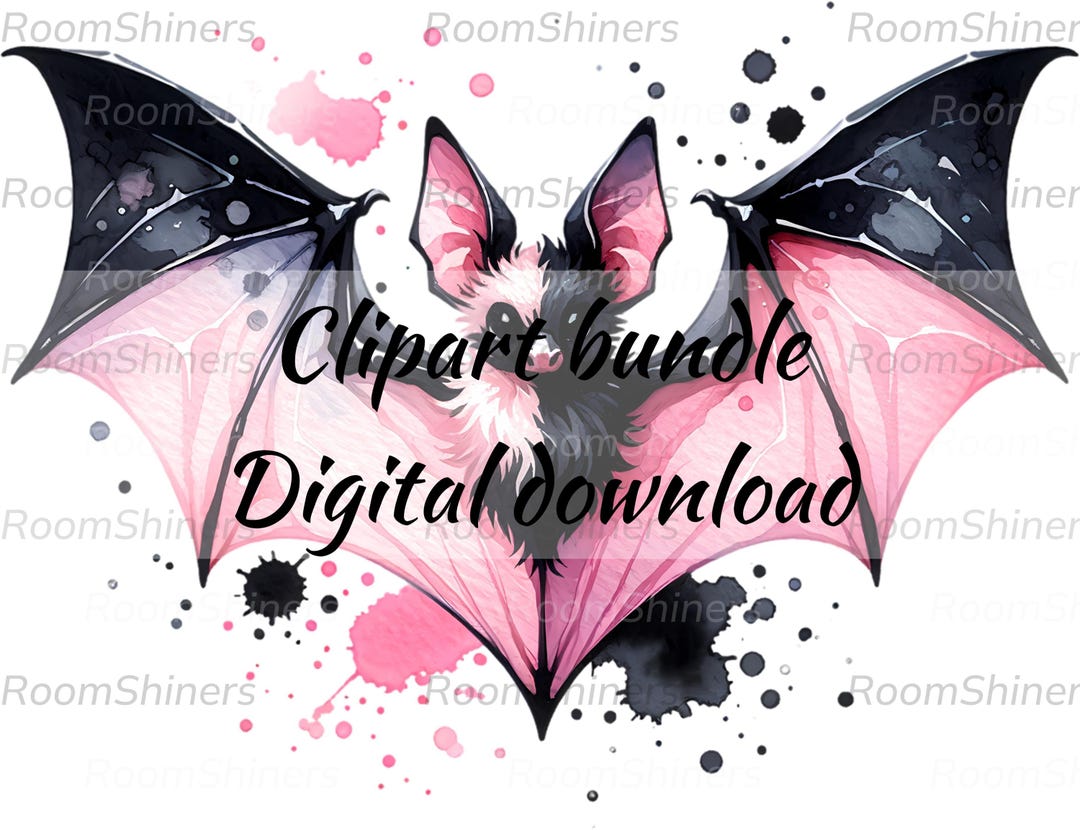 Closing Cute Pink Bat Cat 9 Clipart Bundle Download, Sublimation Design ...