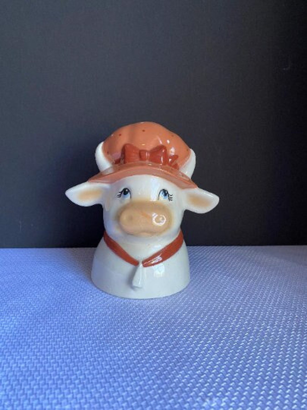 Vintage Cow in Bonnet Figurine Jar Sitter Ceramic Cow Bust - Etsy