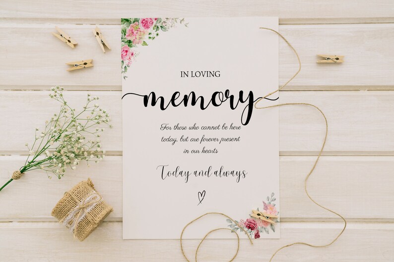 In Loving Memory Sign Template for Weddings/events - Etsy
