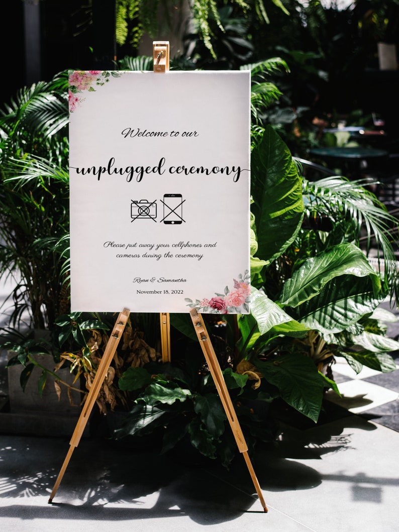 Unplugged Ceremony Poster Template for Weddings/events Landscape ...