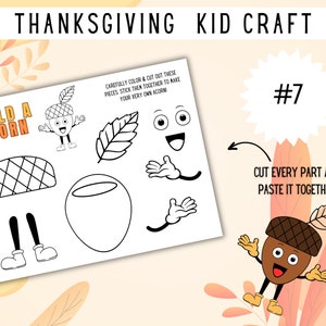 Thanksgiving Kid's Crafts Printable Download PDF - Etsy