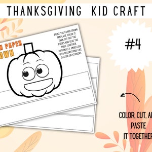Thanksgiving Kid's Crafts Printable Download PDF - Etsy
