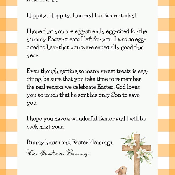 Christian Easter Bunny Letter - Etsy