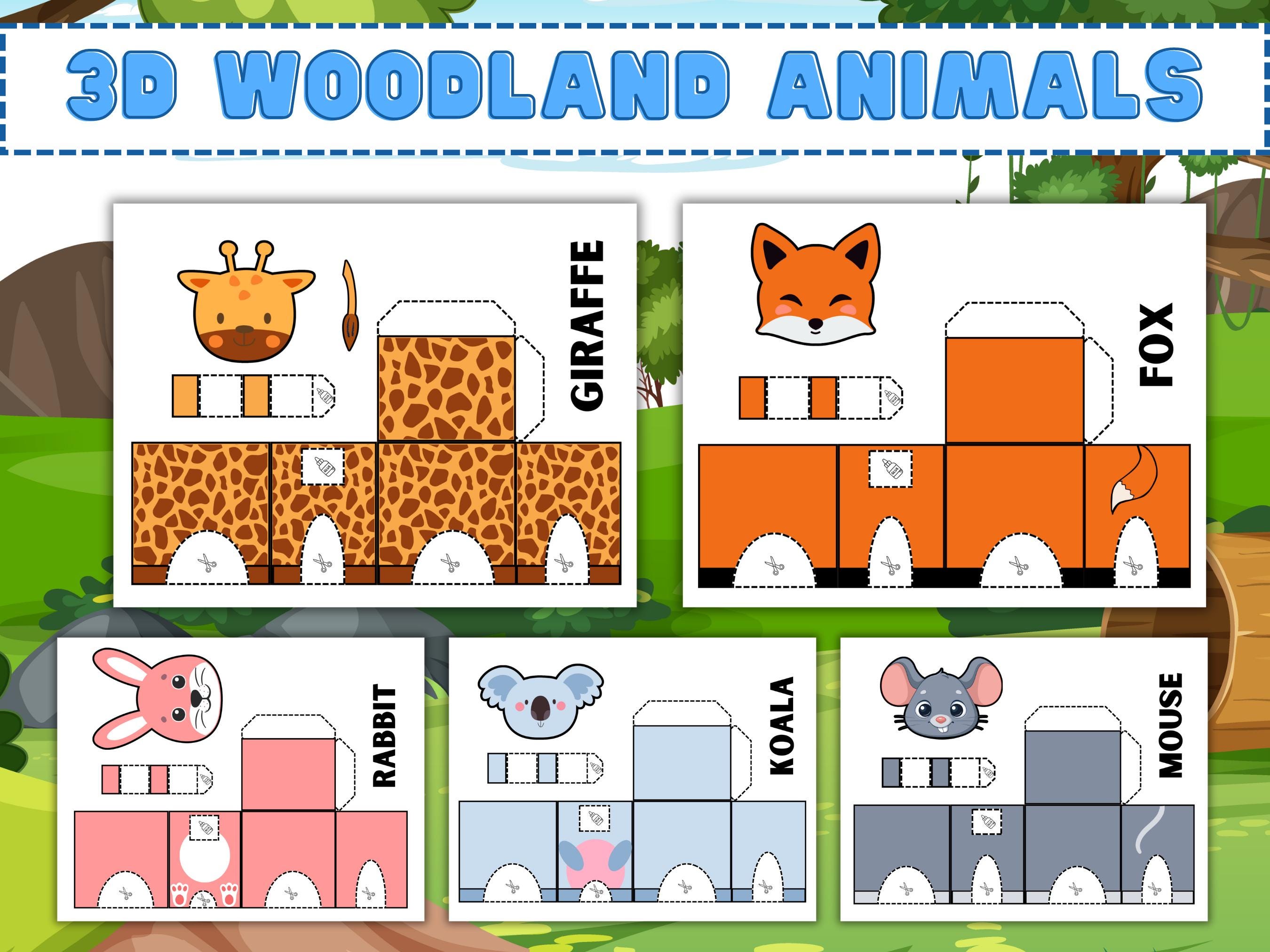 3D Woodland Animals Cut and Glue Activity - Etsy
