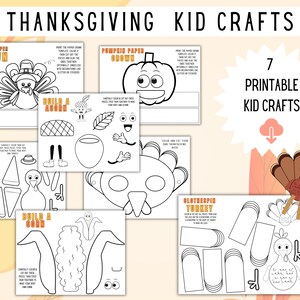 Thanksgiving Kid's Crafts Printable Download PDF - Etsy