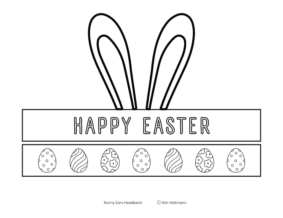 Bunny Ears Easter Headband Color and Cut PDF - Etsy