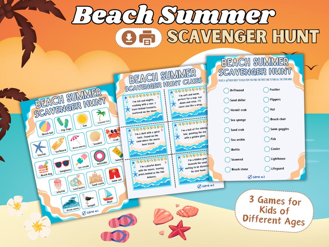 Beach Summer Scavenger Hunt Activity - Etsy
