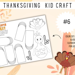 Thanksgiving Kid's Crafts Printable Download PDF - Etsy