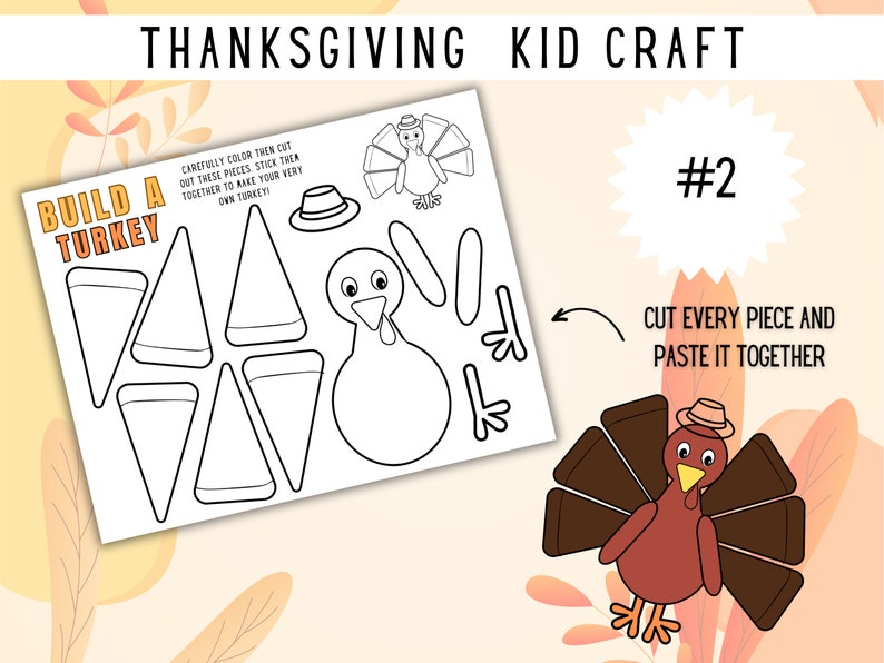 Thanksgiving Kid's Crafts Printable Download PDF - Etsy