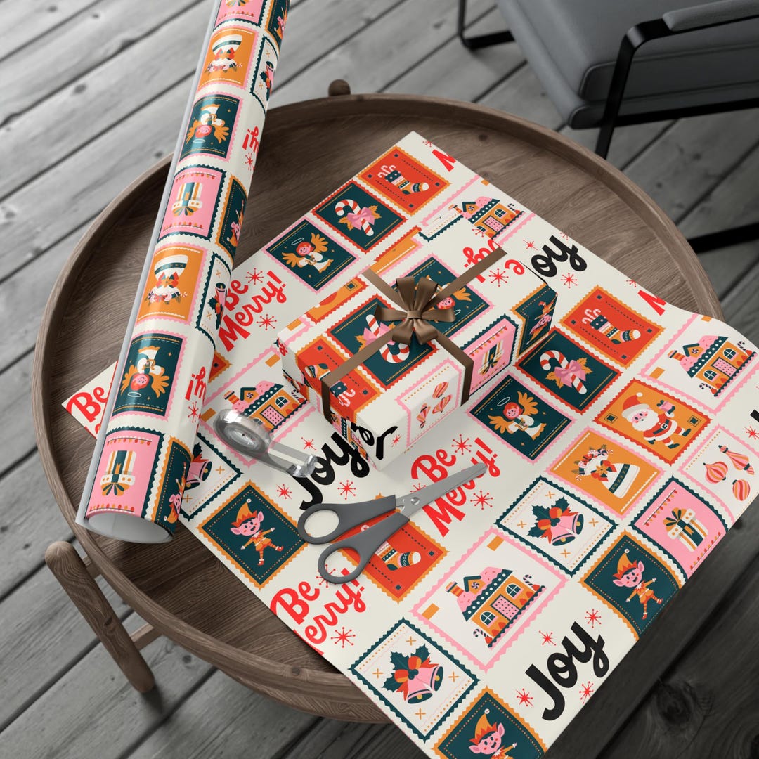 Joy Festive Christmas Wrapping Paper | Christmas Gift Wrap | Holiday ...