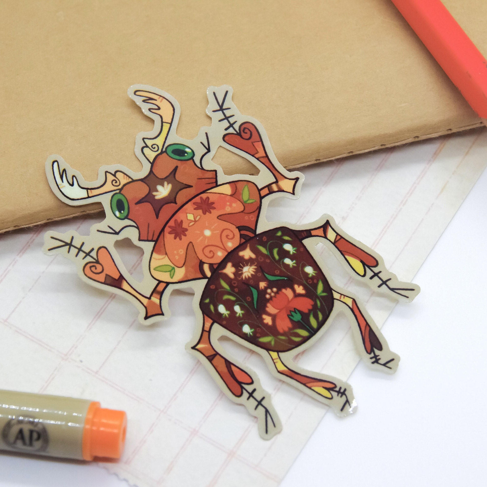 Cute Beetle Sticker Beetle Sticker 3 Inch - Etsy