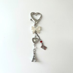 Coquette Keychain | Silver Love Keychain | Bow Heart Keychain ...