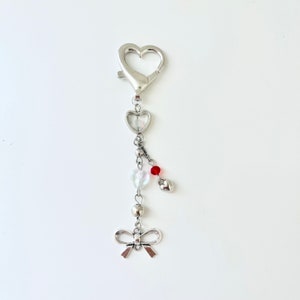 Coquette Keychain | Silver Love Keychain | Bow Heart Keychain ...