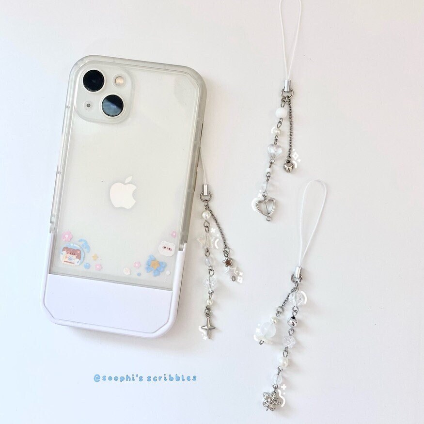White Phone Charm Cute | Heart Keychain | Star Phone Charm | Flower ...