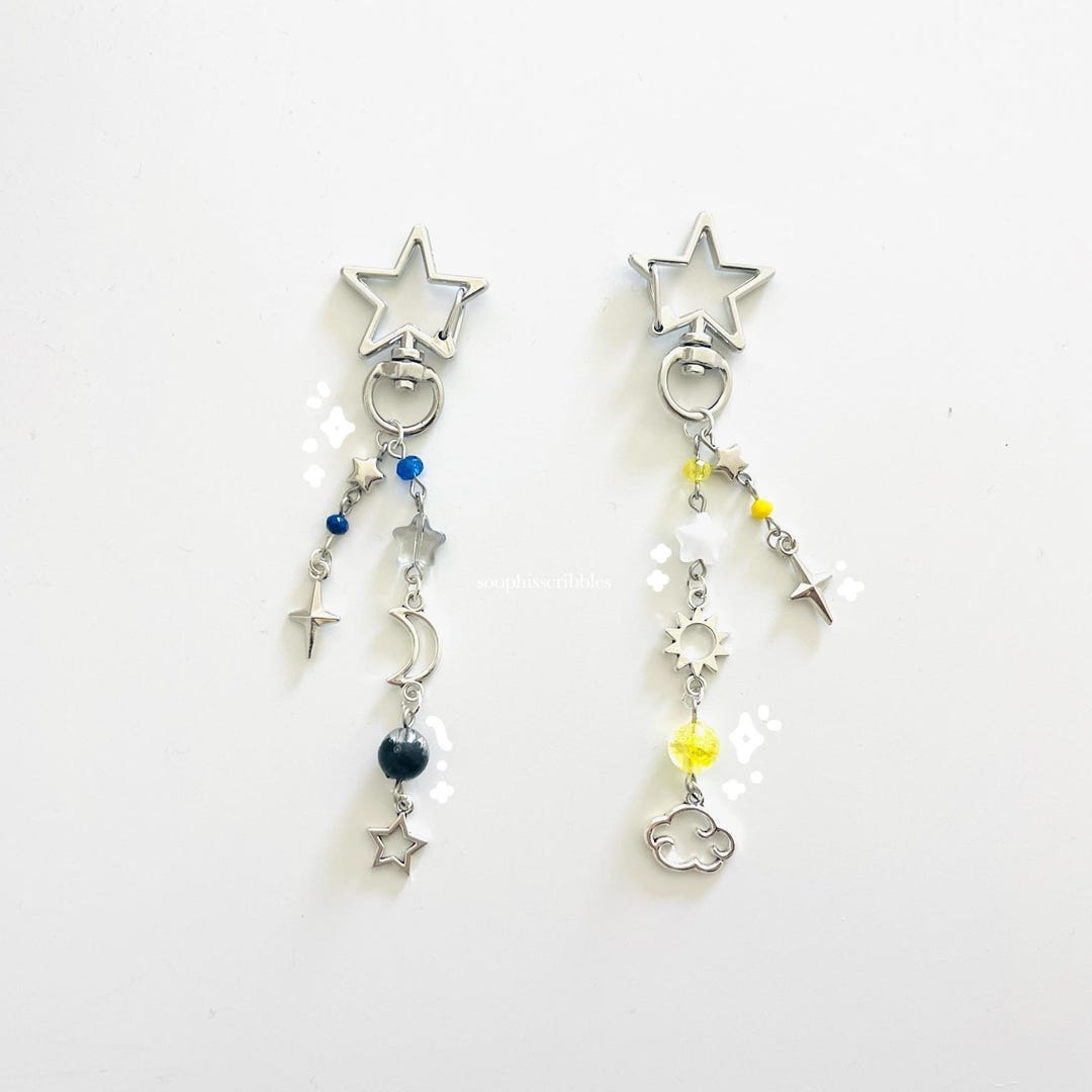 Sun and Moon Keychains | Sun and Moon Phone Charm | Cute Star Phone ...