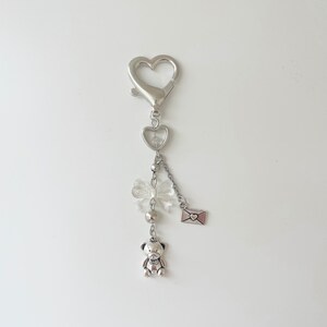 Coquette Keychain | Silver Love Keychain | Bow Heart Keychain ...