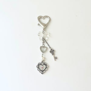 Coquette Keychain | Silver Love Keychain | Bow Heart Keychain ...
