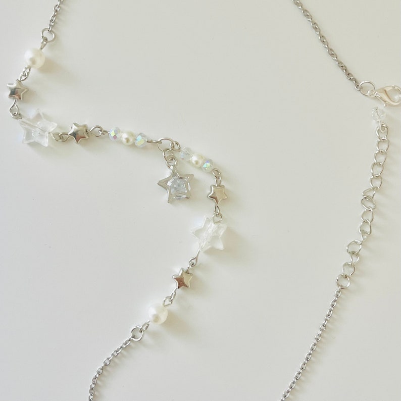 Y2k Star Necklace | Silver Star Pendant | Grunge Jewelry | Beaded Charm ...