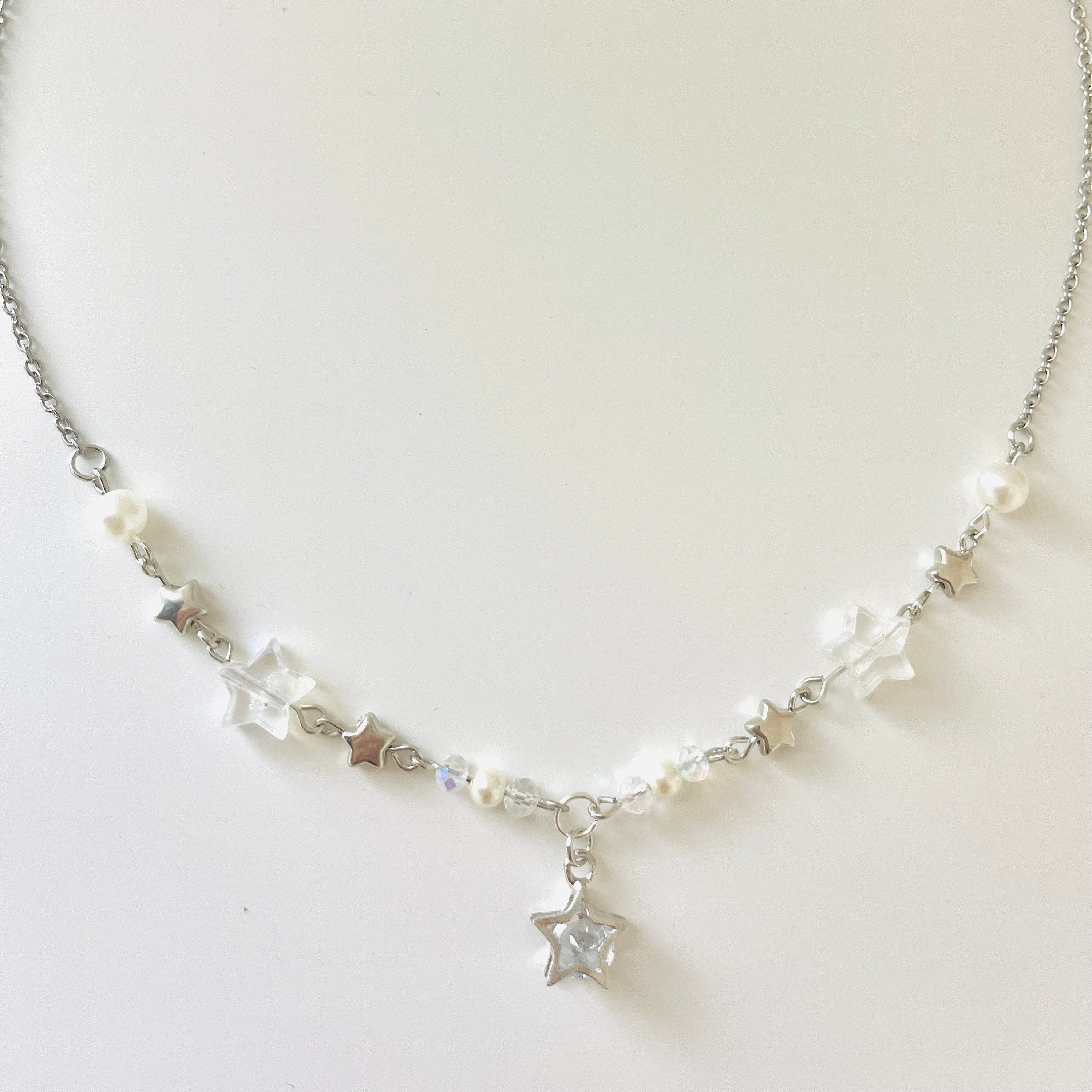 Y2k Star Necklace | Silver Star Pendant | Grunge Jewelry | Beaded Charm ...