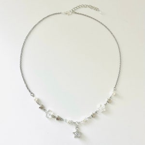 Y2k Star Necklace | Silver Star Pendant | Grunge Jewelry | Beaded Charm ...