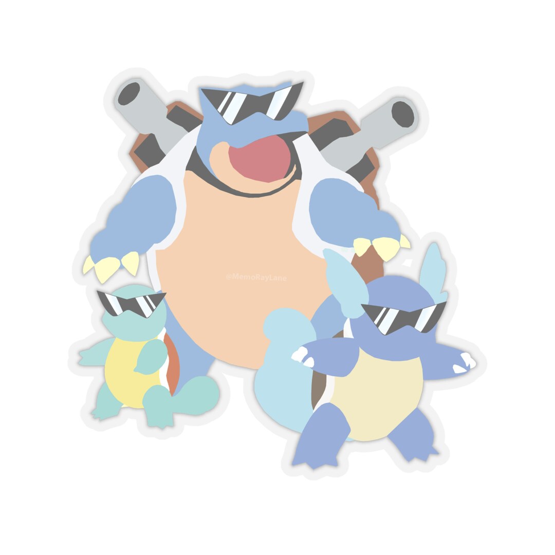 Blastoise Squirtle Wartortle Sticker, Laptop Stickers, Water Bottle ...