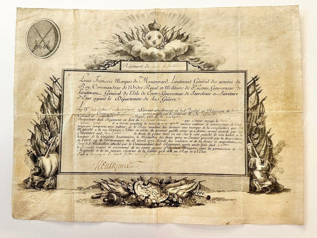 1700s Military Document France Signed Louis Francois DE MONTEYNARD - Etsy