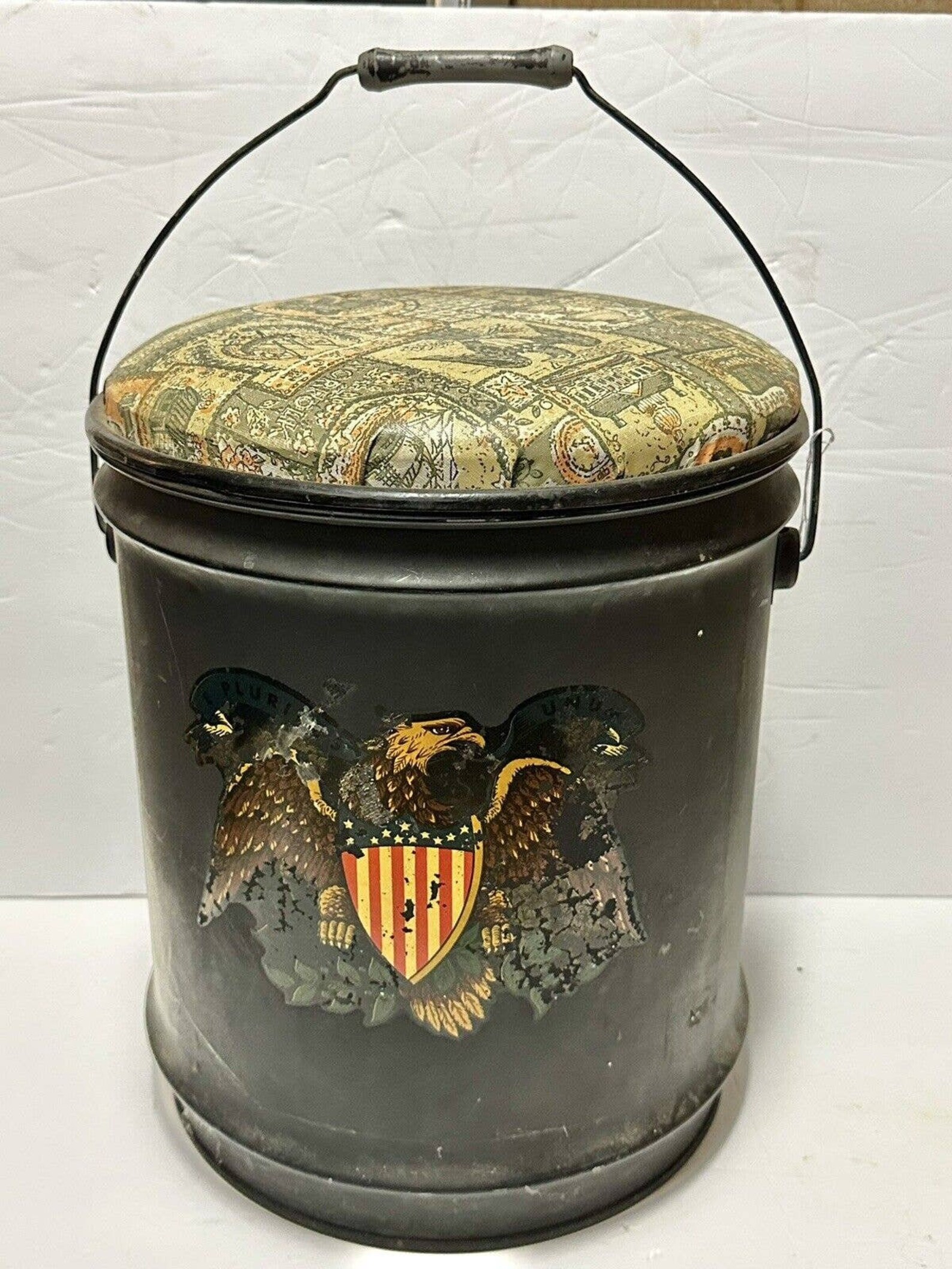 Vtg Eagle Shield Crest Military Bucket / Pail Garbage Can Bucket - Etsy