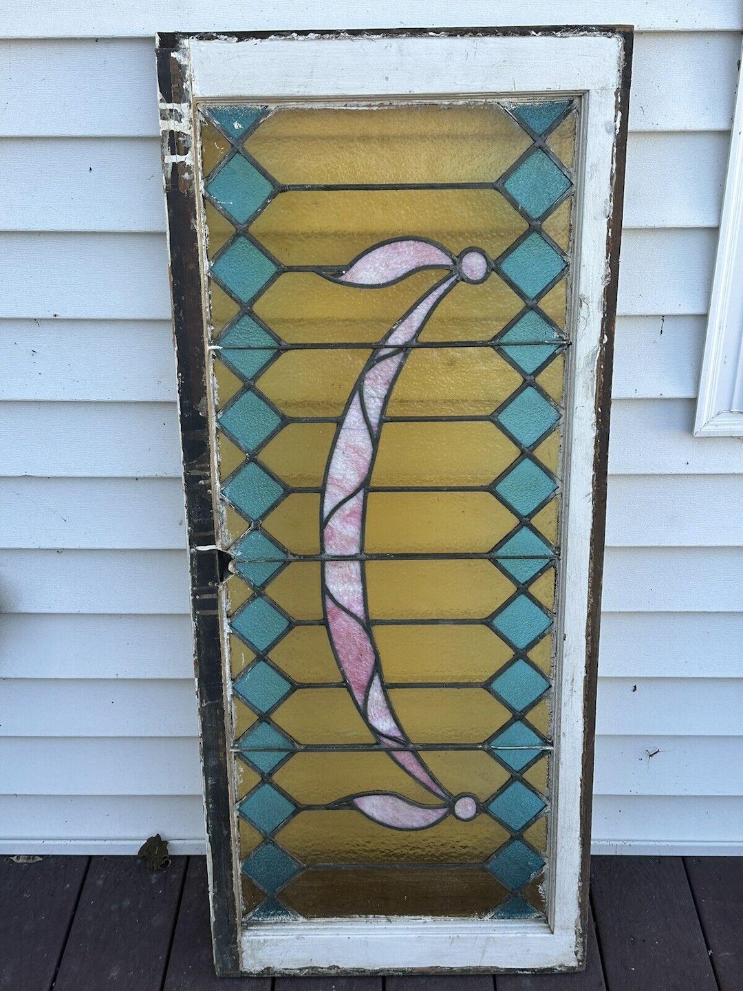 Antique 45” Stained Glass Window Beveled/etched C. 1930s Coal MINE PA ...