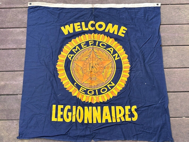 Vtg American Legion “welcome Legionnaires” Flag Banner C. 1950s - Etsy