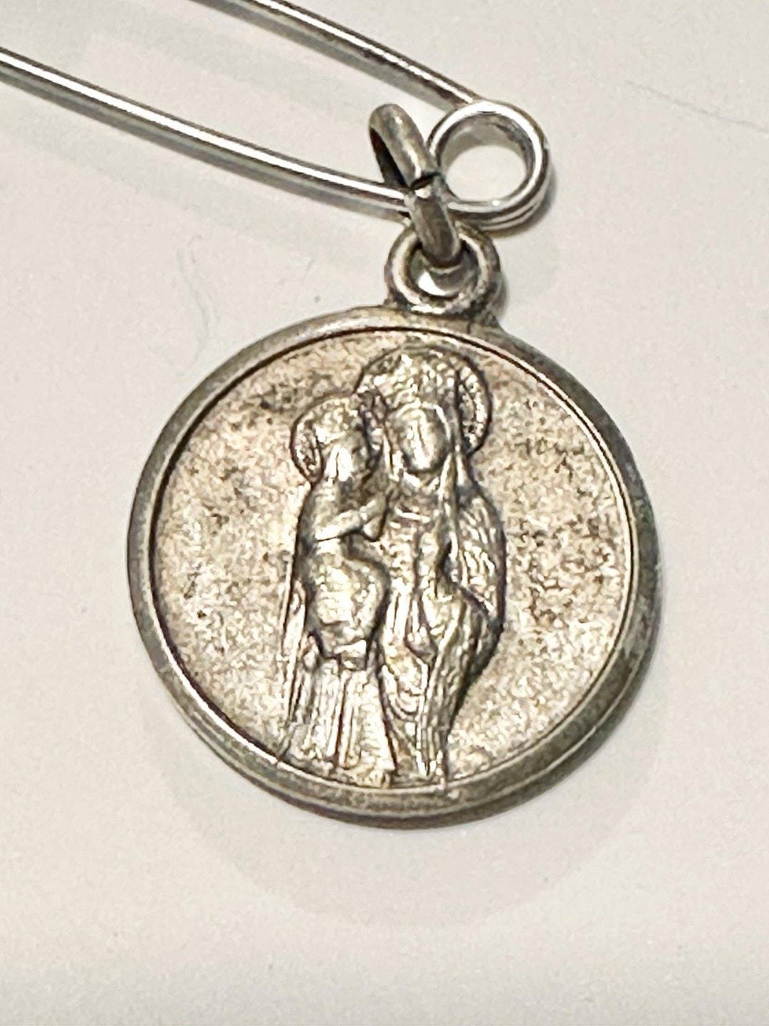 Vintage Ste Saint Anne De Beaupre Charm Medal Pendant Mother of Virgin ...