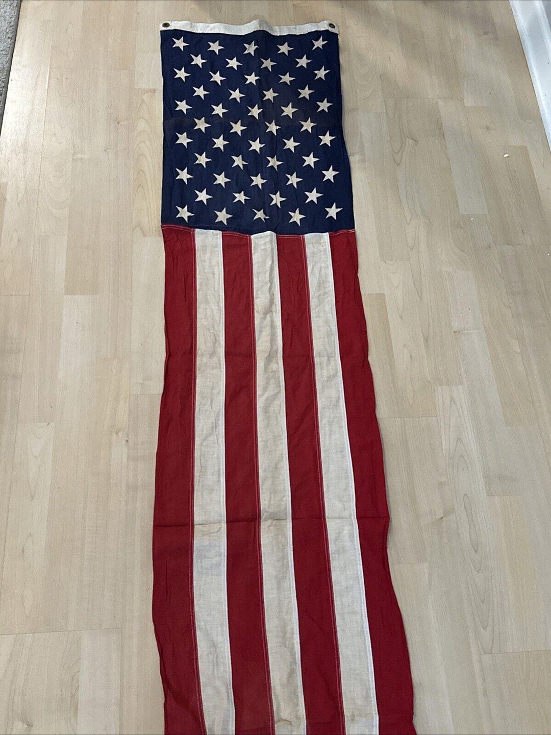 Vtg United States 50 Star Thin Flag Banner 16”x92” Valley Forge Spring ...