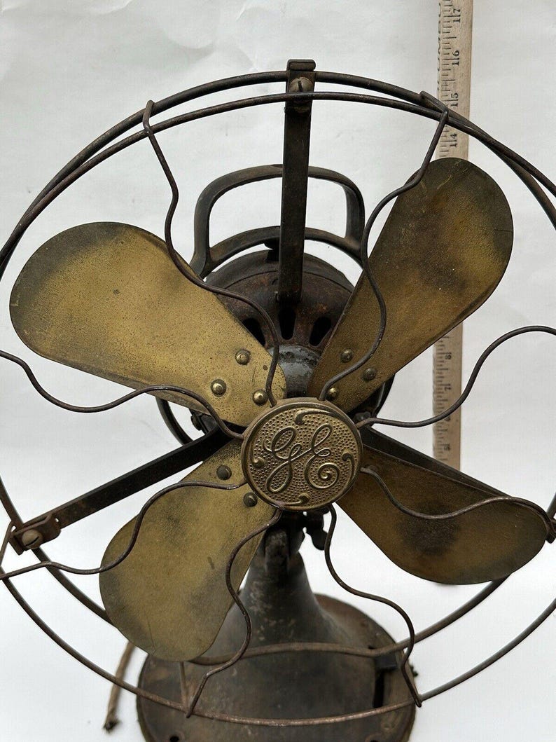 Antique Old General Electric GE Type AOU 4 Brass Blade Oscillating Desk ...
