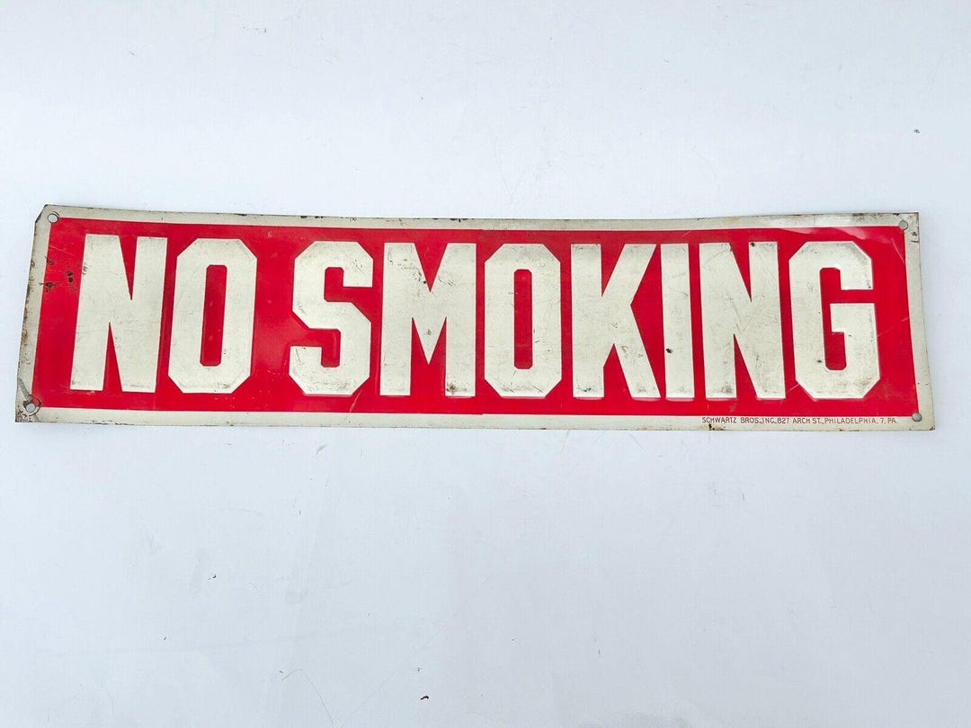 Vintage NO SMOKING Sign Tin Schwartz - Etsy