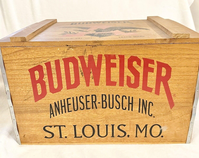 Budweiser Wood Beer Wooden Crate Box With Lid Anheuser-busch Since 1876 ...