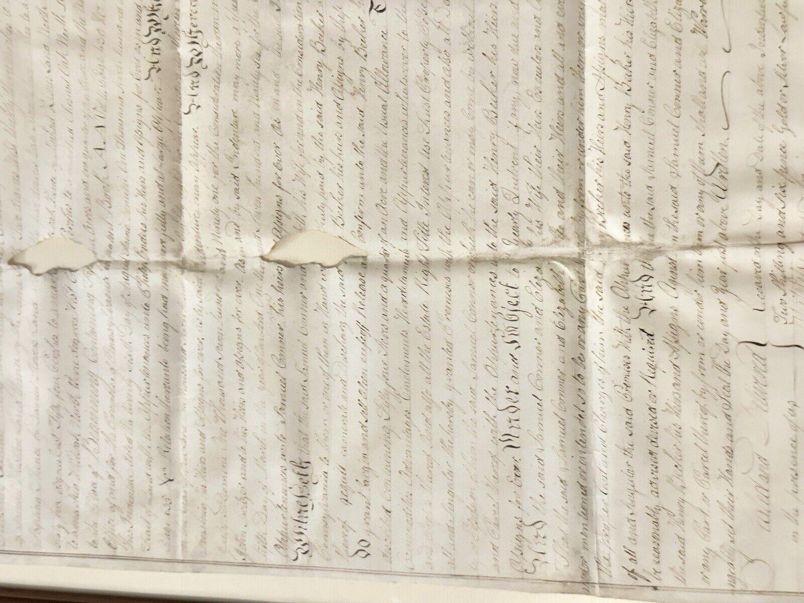 1805 Handwritten Deed Indenture Pennsylvania Estate Find Framed Signed ...
