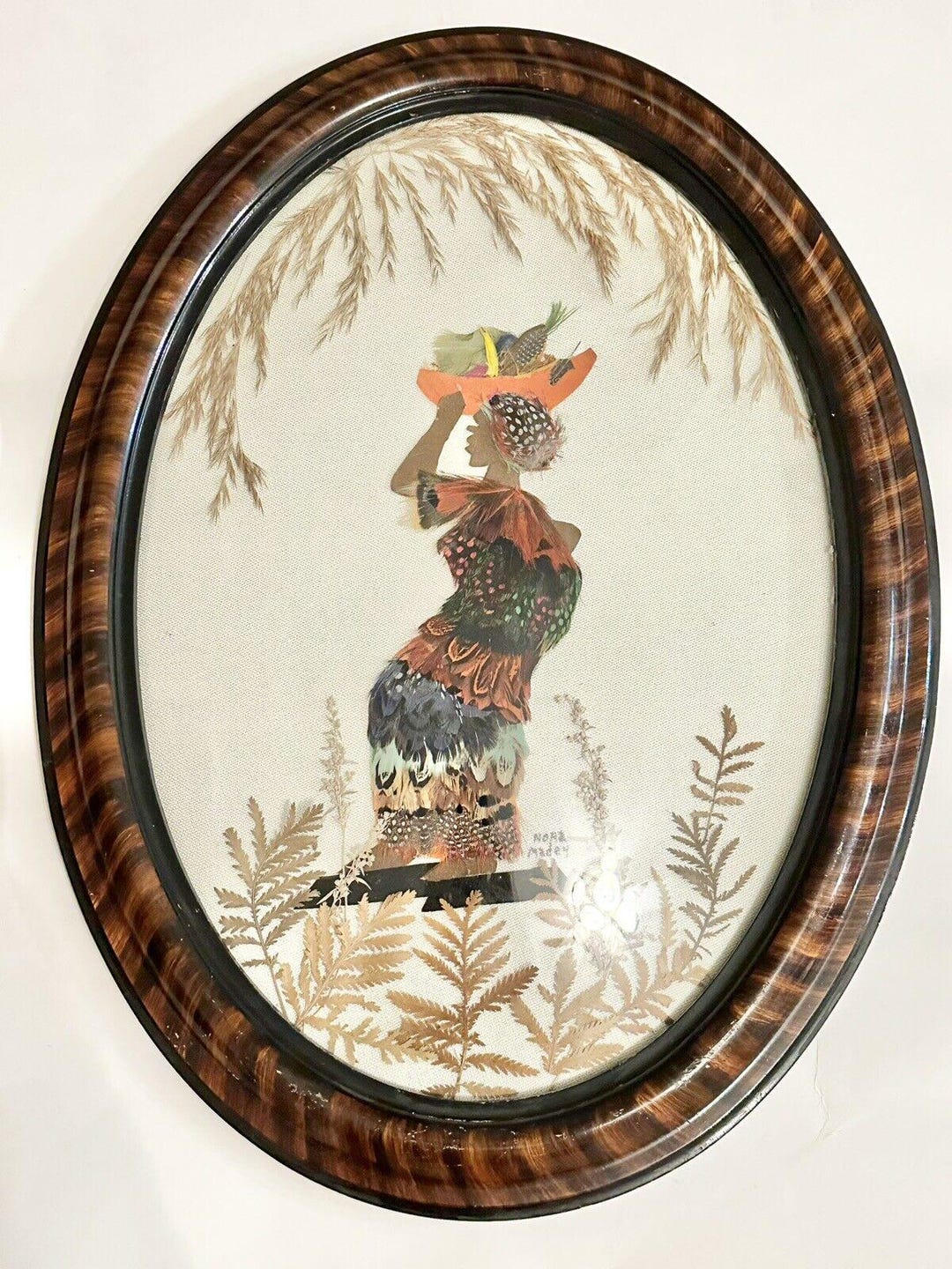 Antique Bubble Glass Tiger Picture Frame Wall Art Real Floral Design - Etsy