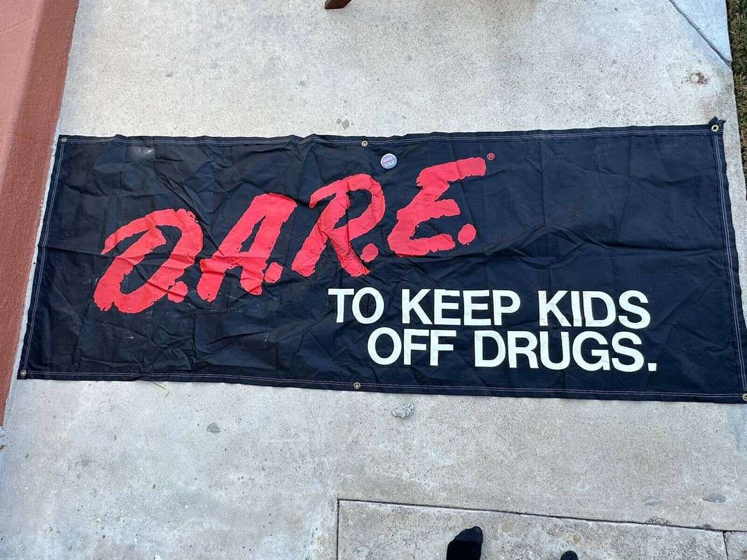 DARE Flag Banner Drug Abuse Resistance Education Vtg Black Full Size ...