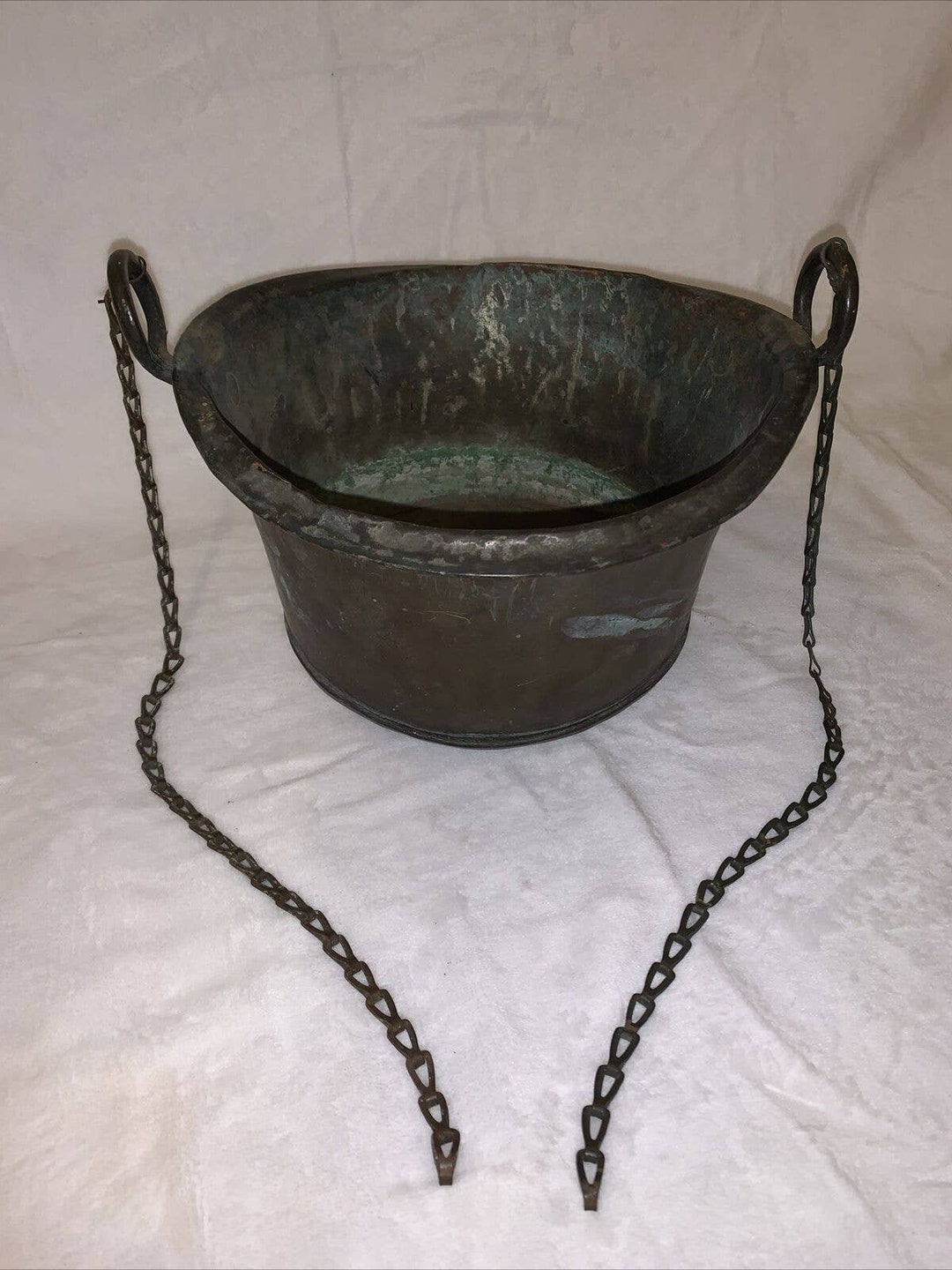 Antique Copper Metal Cauldron Kettle Pot Candy Holder Hammered Cast ...