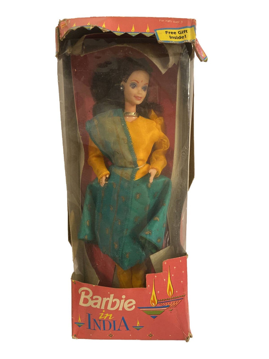 LEO Mattel Barbie in India Indian Market 9910 Brunette Yellow Saree ...