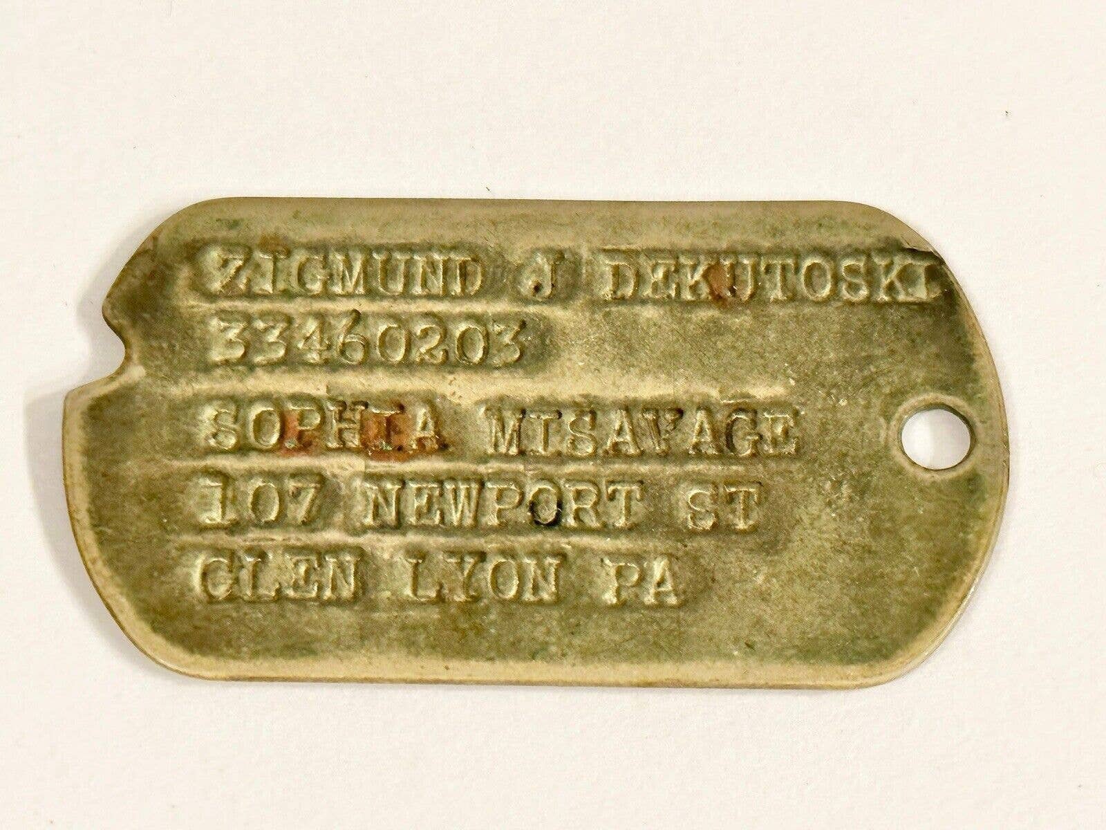 Original Early WWII Army Dog Tag 1940s Glen Lyon PA - Etsy