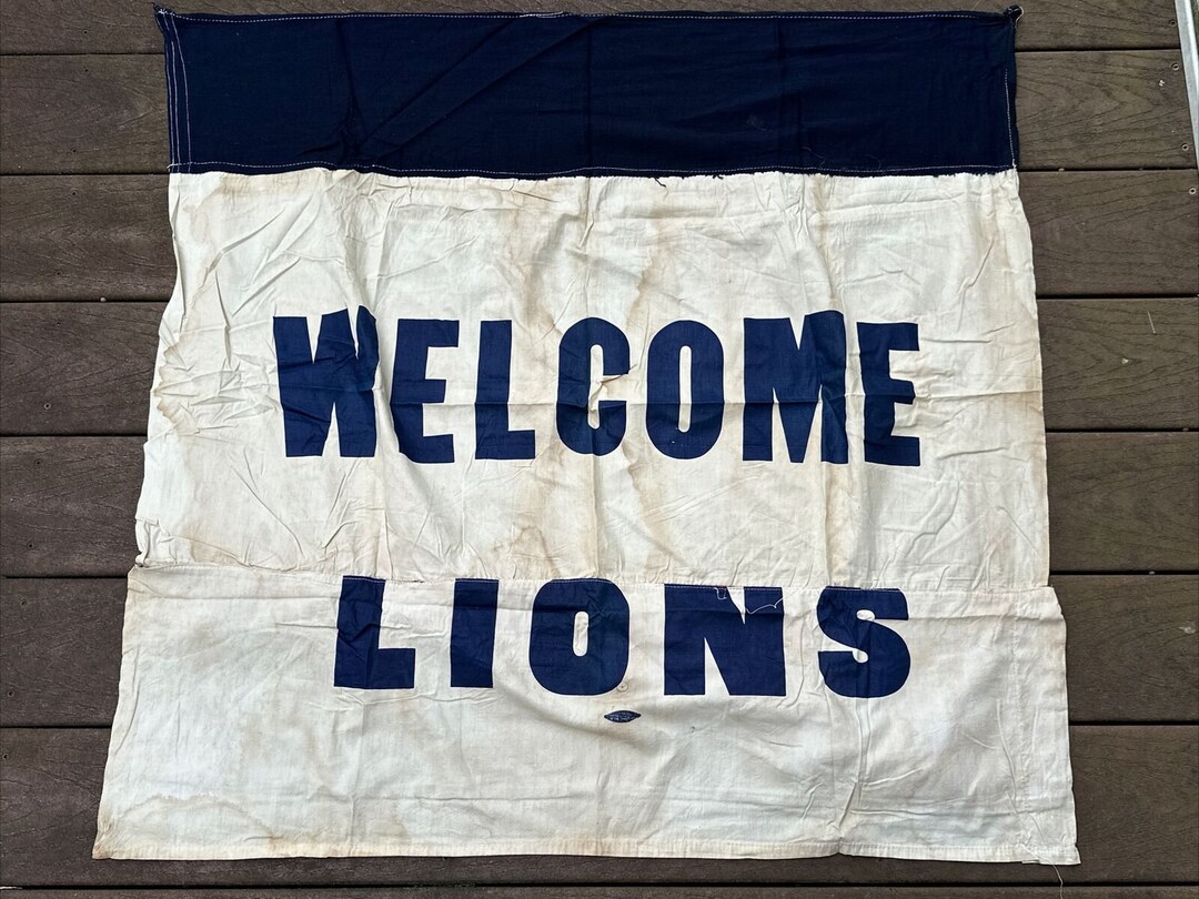 Vintage Antique Welcome Lions Flag Sign Banner Union - Etsy
