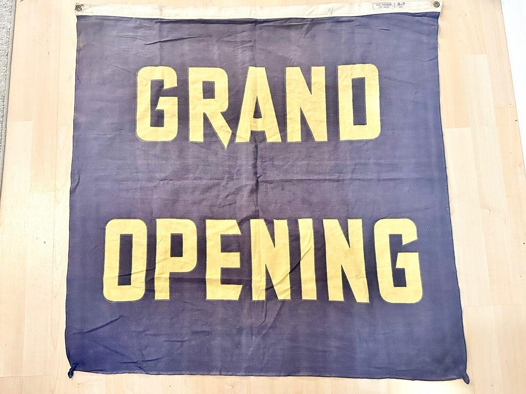 Vintage Antique “grand Opening” Flag Sign Banner 3x3 Ft - Etsy